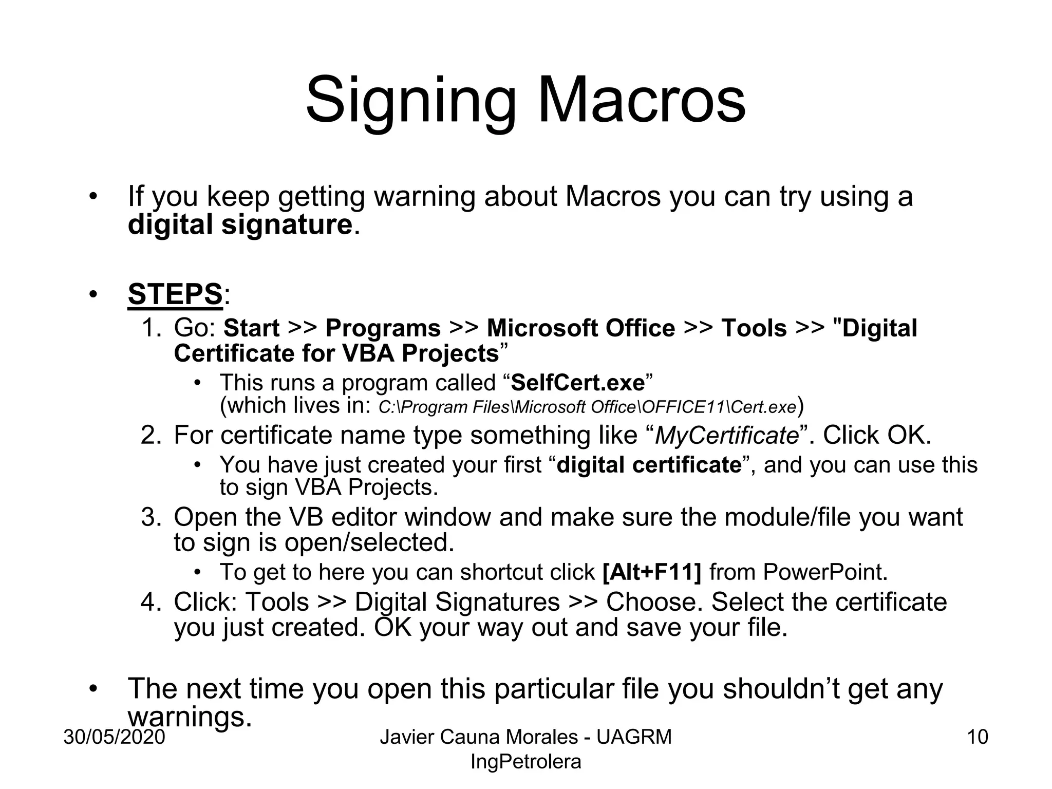 My power point macros | PPT