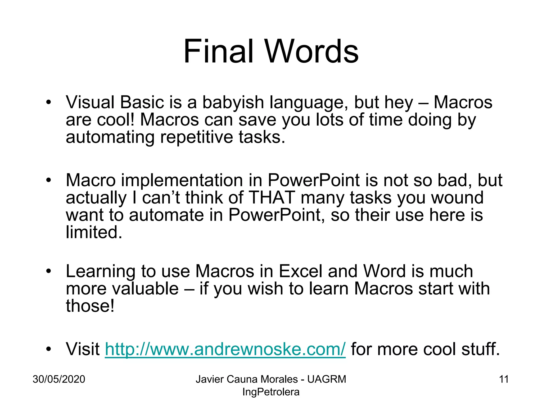 My power point macros | PPT