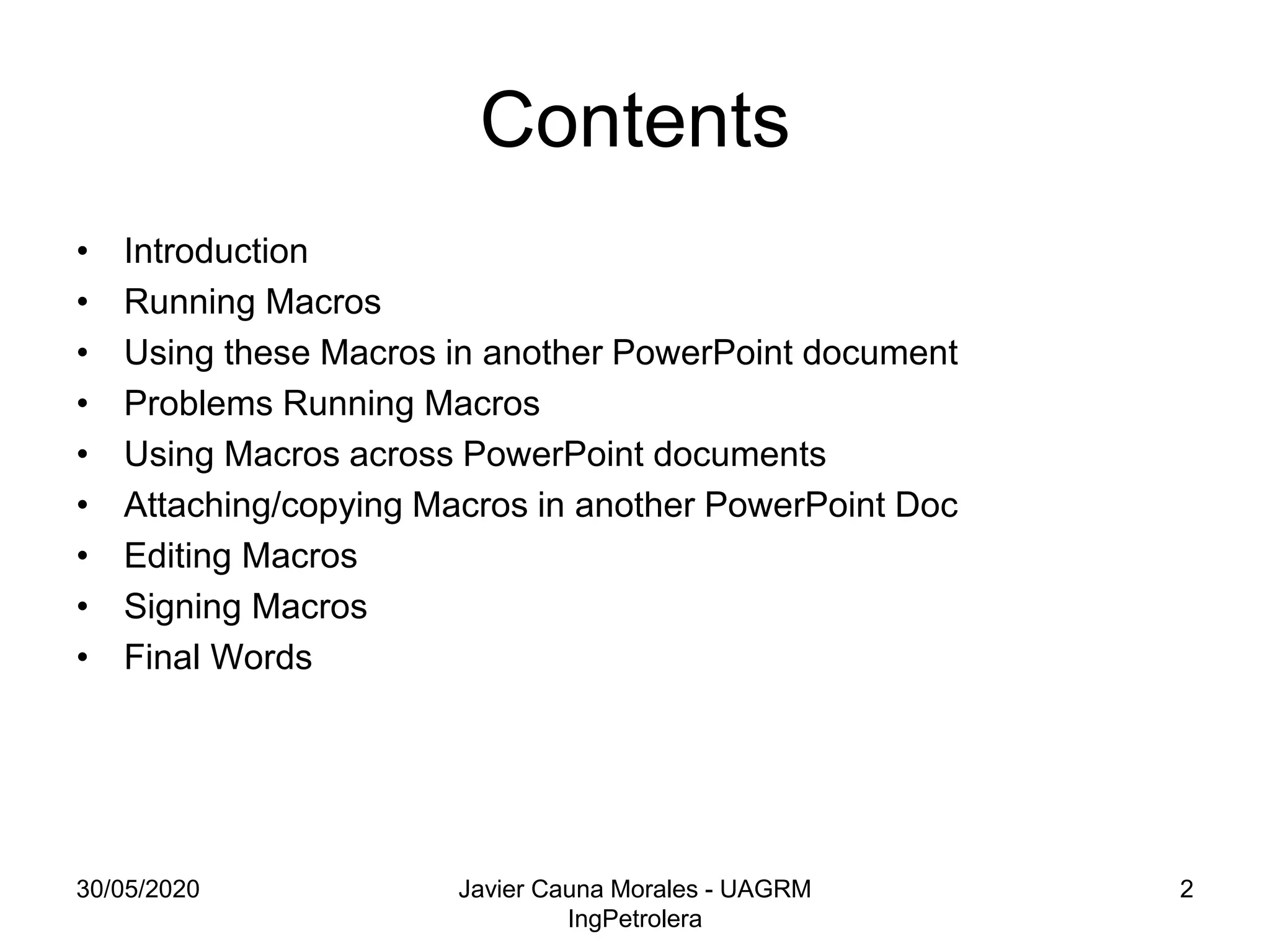 My power point macros | PPT