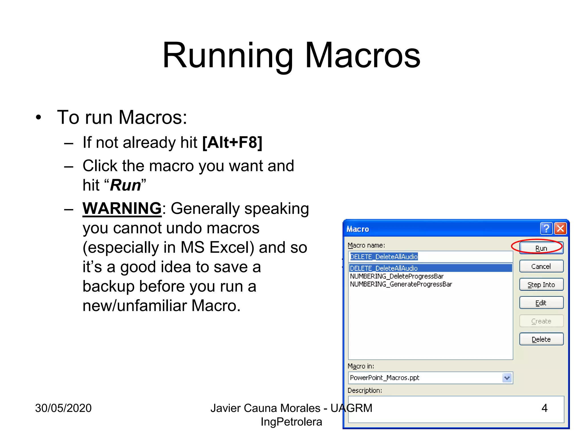 My power point macros | PPT