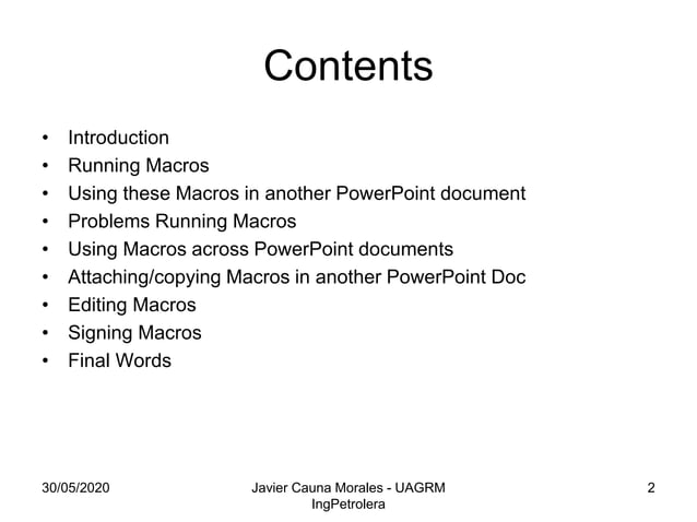 My power point macros | PPT