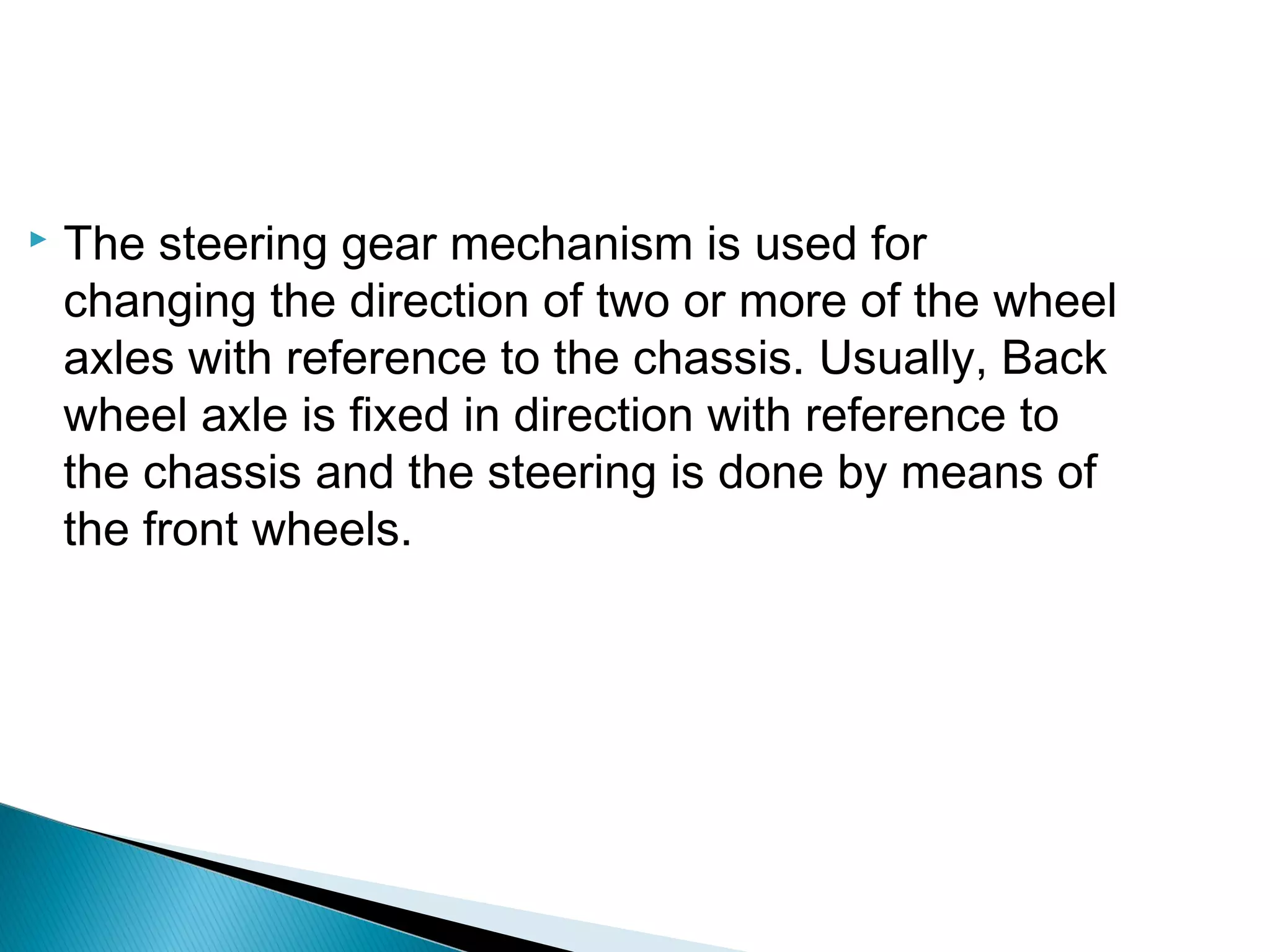 STEERING GEAR MECHANISMS (kinematics of machines) | PPT