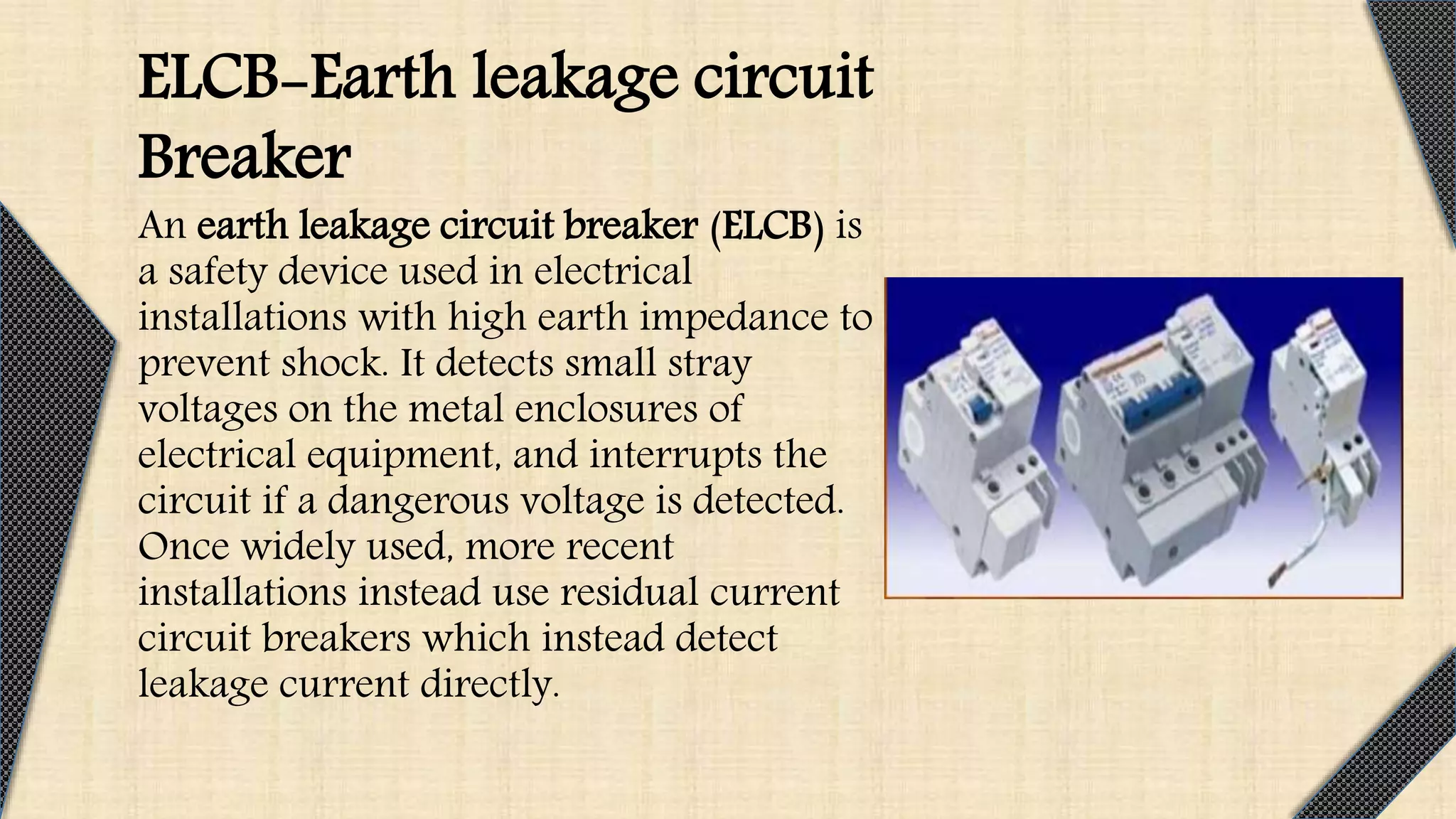 MCB And Earth Leakage Circuit | PPTX