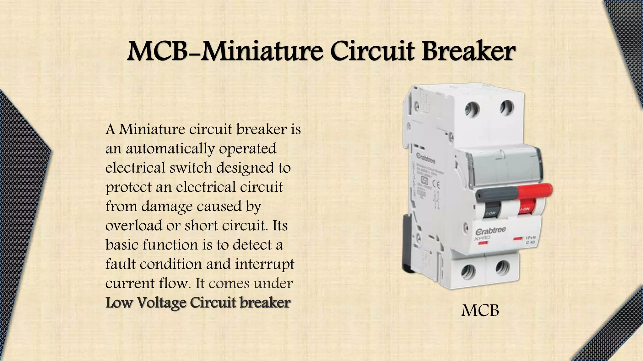 MCB And Earth Leakage Circuit | PPTX