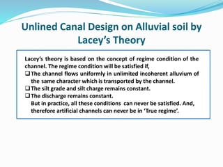 Unlined Canal design | PPTX