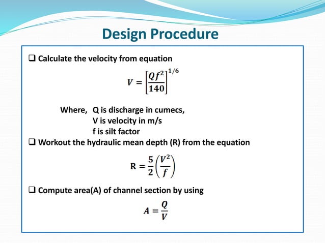 Unlined Canal design | PPTX