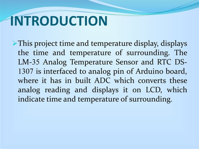 Arduino Based Time And Temperature Display Pptx
