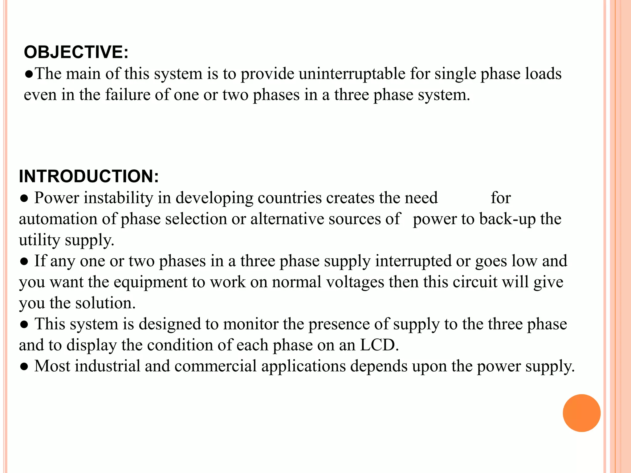 AUTOMATIC ACTIVE PHASE SELECTOR FOR SINGLE PHASE LOAD FROM THREE PHASE ...