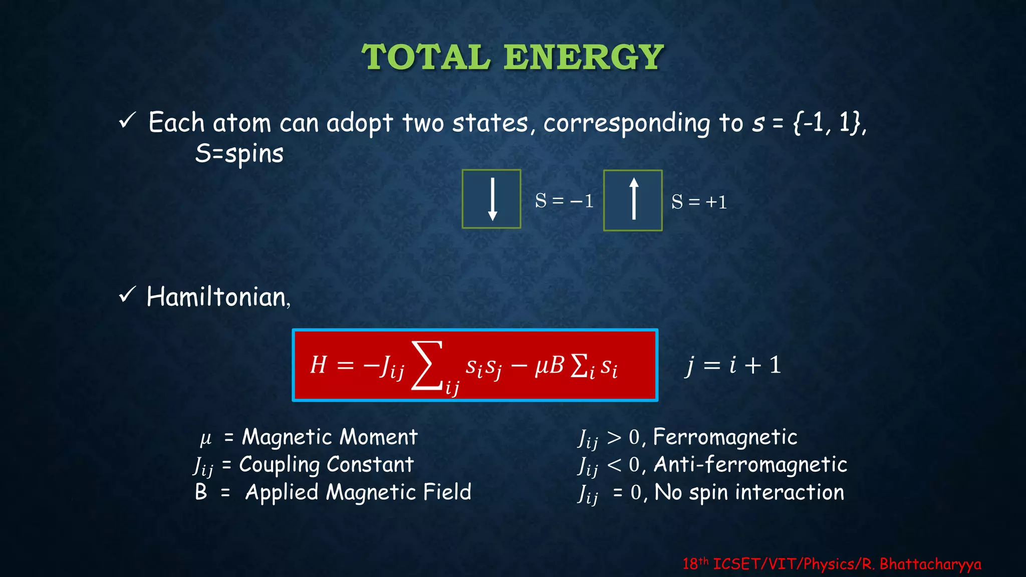 Monte Carlo Simulation Of Ising Model For Ferromagnetic Materials Pptx