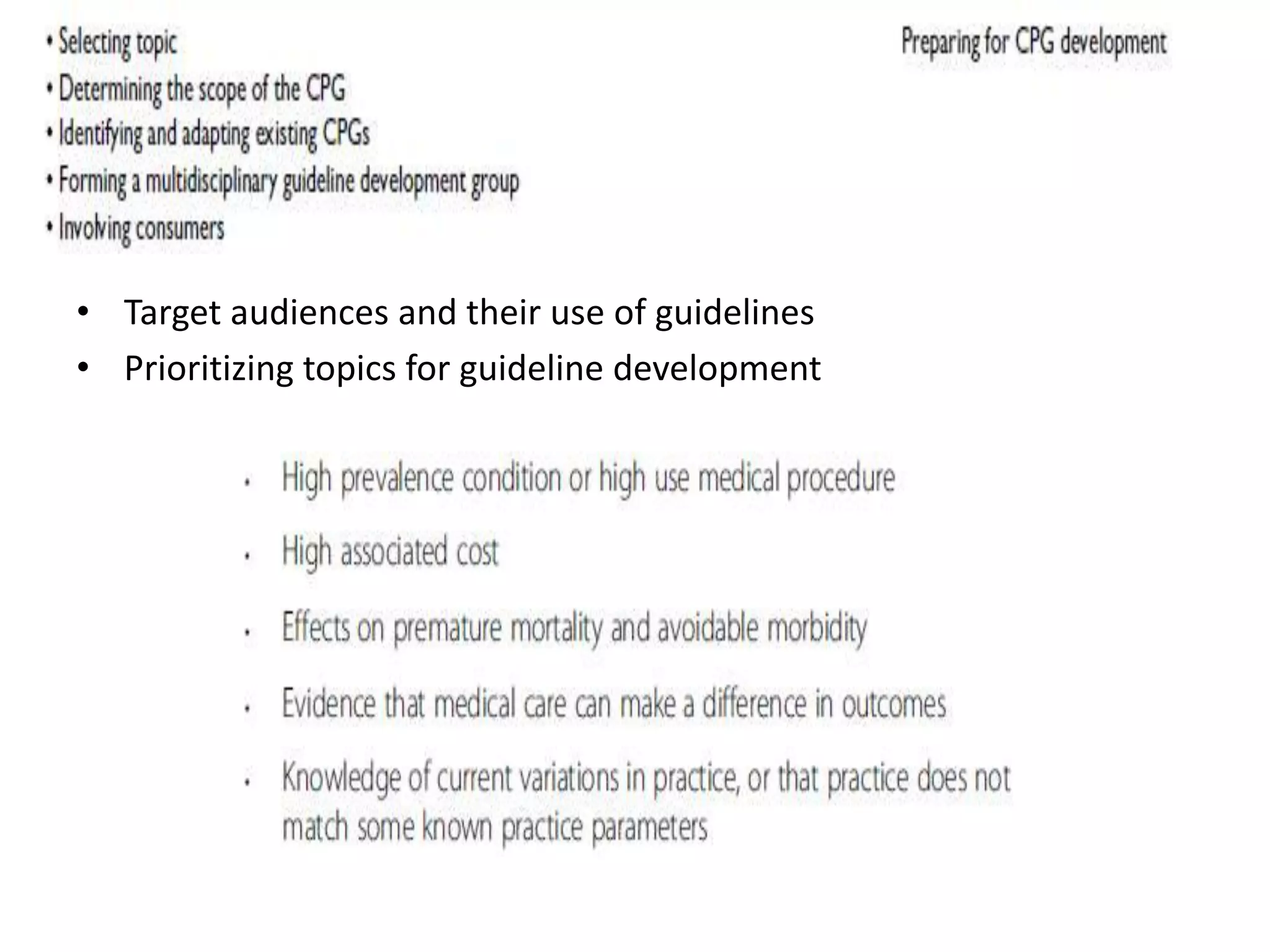 Development and Evaluation of clinical practice guideline (CPG) in ...