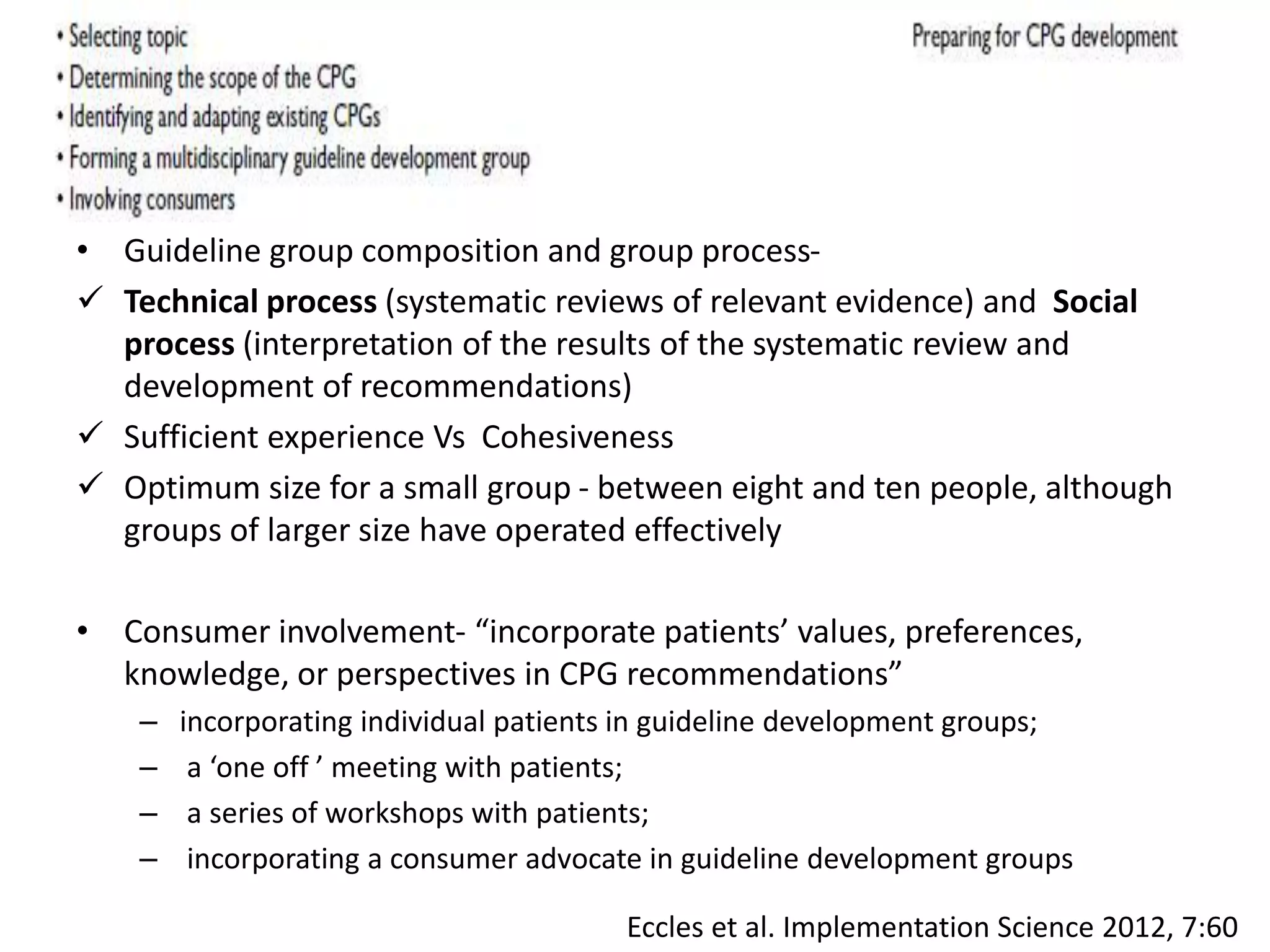 Development and Evaluation of clinical practice guideline (CPG) in ...