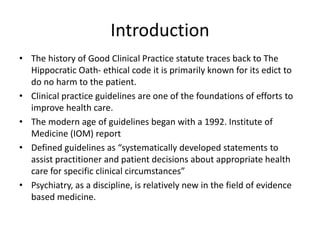 Development and Evaluation of clinical practice guideline (CPG) in ...