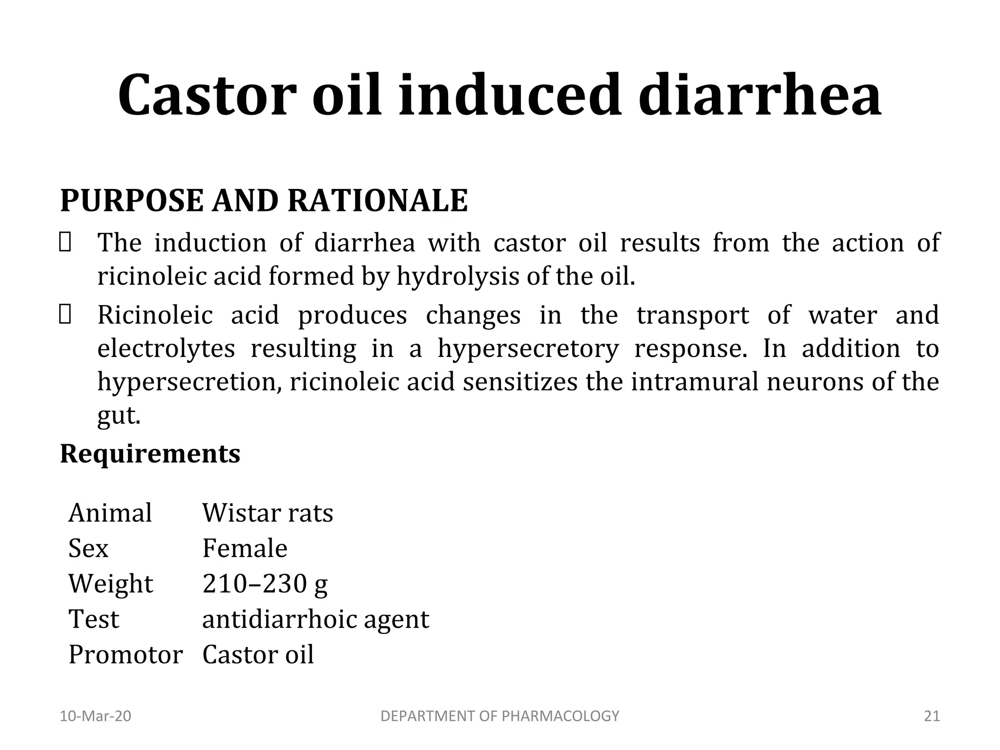 pharmacological Preclinical screening of antidiarrheal and Laxatives | PDF