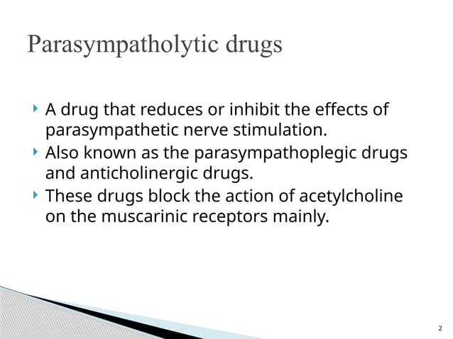 Parasympatholytic drugs and ganglion blockers drugs | PPTX
