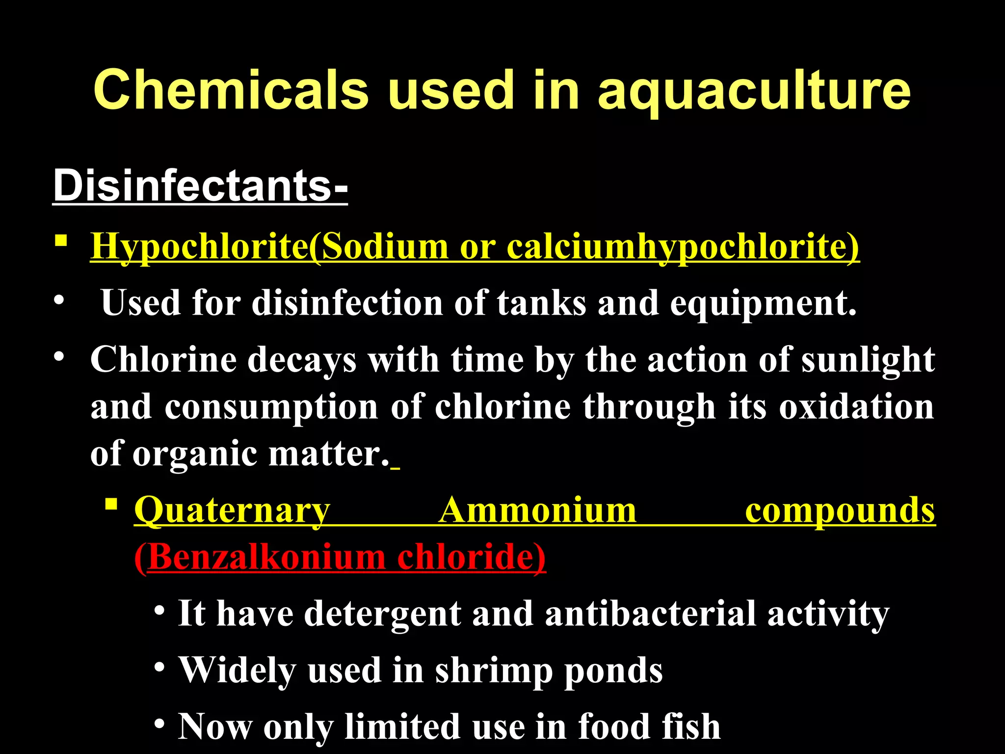 Chemicals used in aquacutlure | PPT
