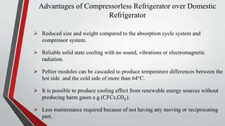 Domestic refrigerator vs compressor-less refrigerator | PPT