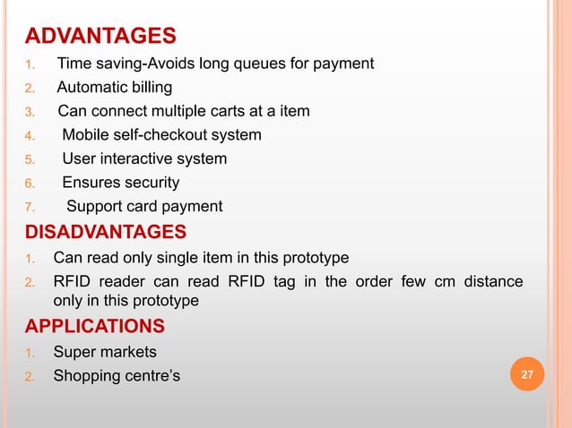 RFID based smart shopping cart and billing system | PPTX | Internet of ...