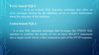 SQL Injection attack | PPTX