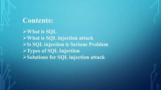 SQL Injection attack | PPTX