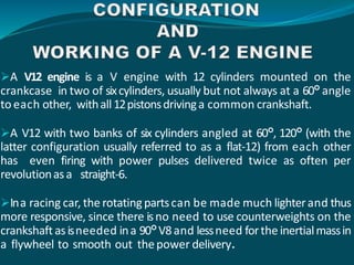 CONSTRUCTION AND USE OF V-12 ENGINE | PPTX
