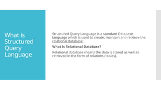 structures query langauge basic for learners | PPTX