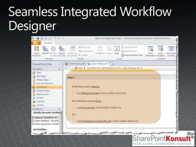 Overview: Creating Workflows with Visio, InfoPath and SharePoint Designer 2010 | PPTX | Computer ...