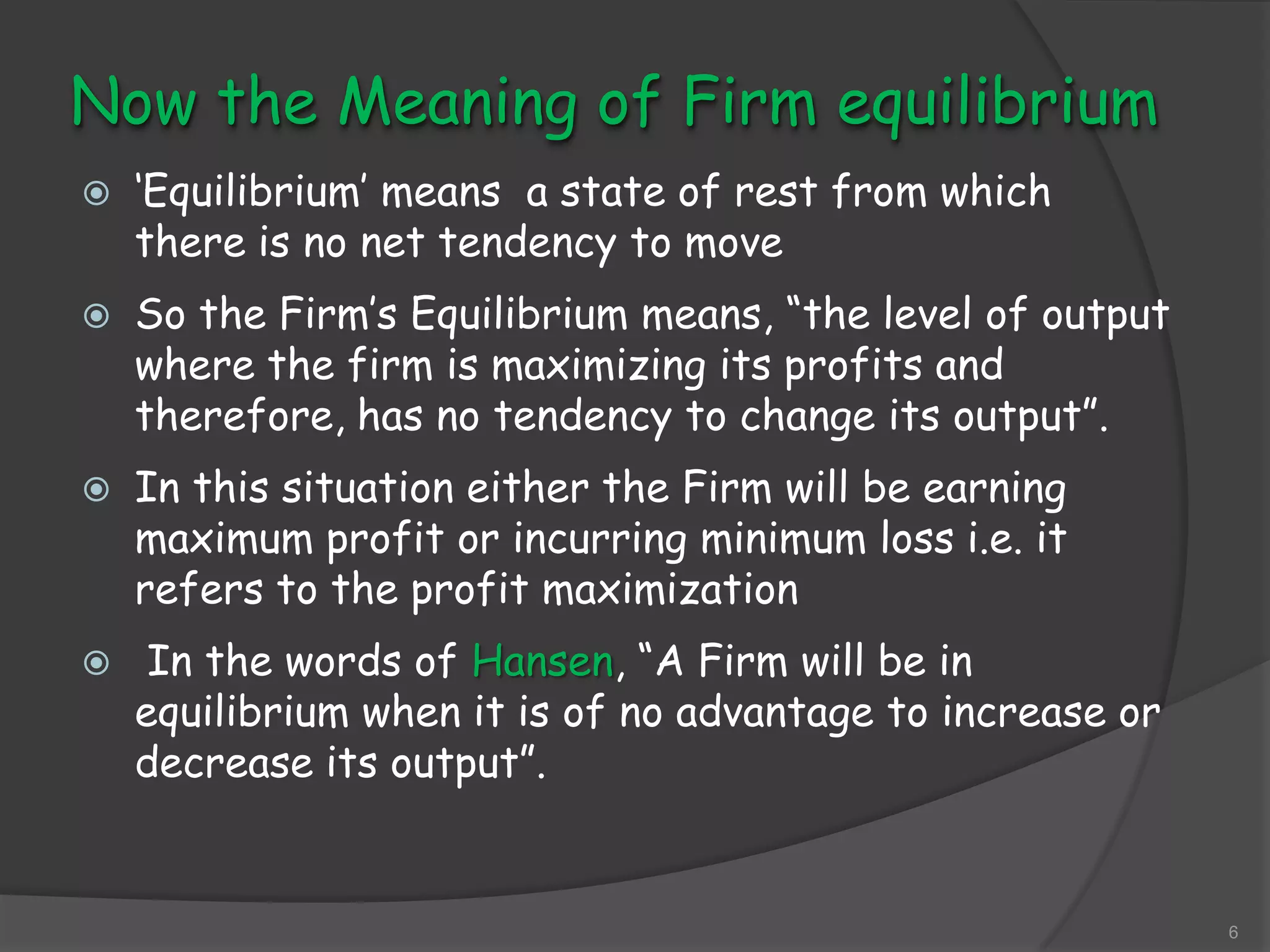 Equilibrium of Firm Under Perfect Competition | PPTX