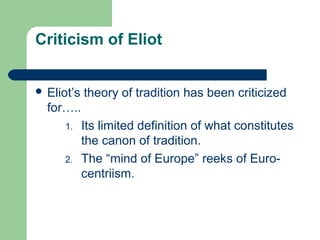 Tradition and the individual talent-Jameel Al-Ghaberi | PPT