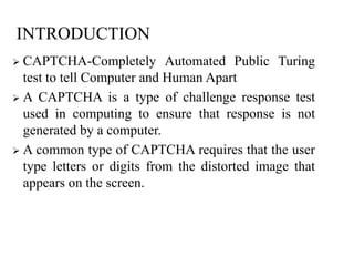Presentation on CAPTCHA by Sachin Jain | PPTX | Internet | Computing