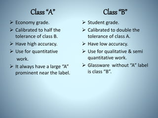 Calibration,Quality & Type of Glassware | PPTX