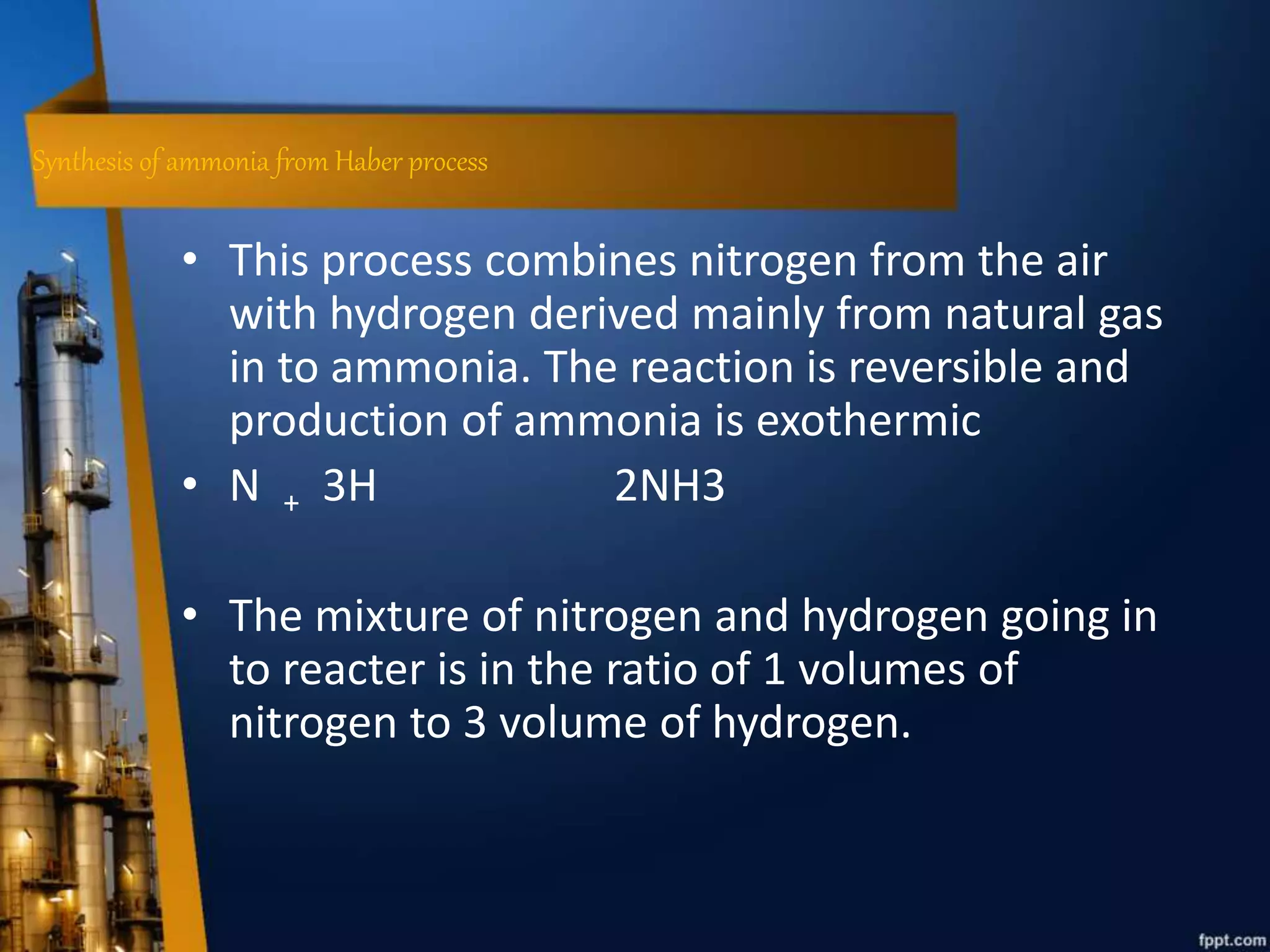 Manufacturing of ammonia (Haber process | PPTX