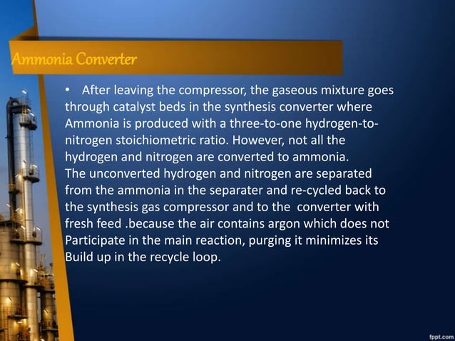 Manufacturing of ammonia (Haber process | PPTX | Chemistry | Science