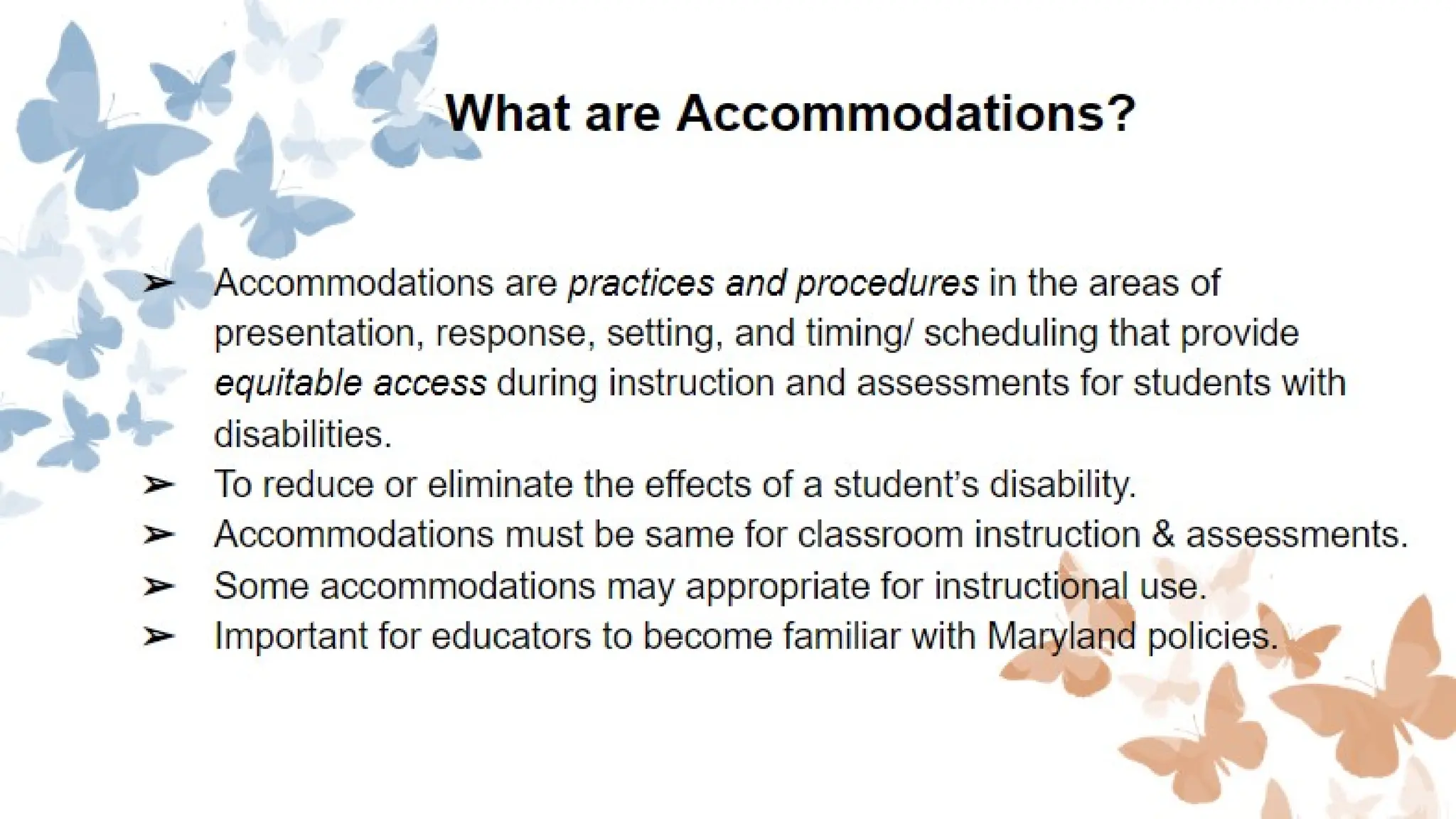 Instructional Accommodations Framework: Differentiated Instructions | PPTX