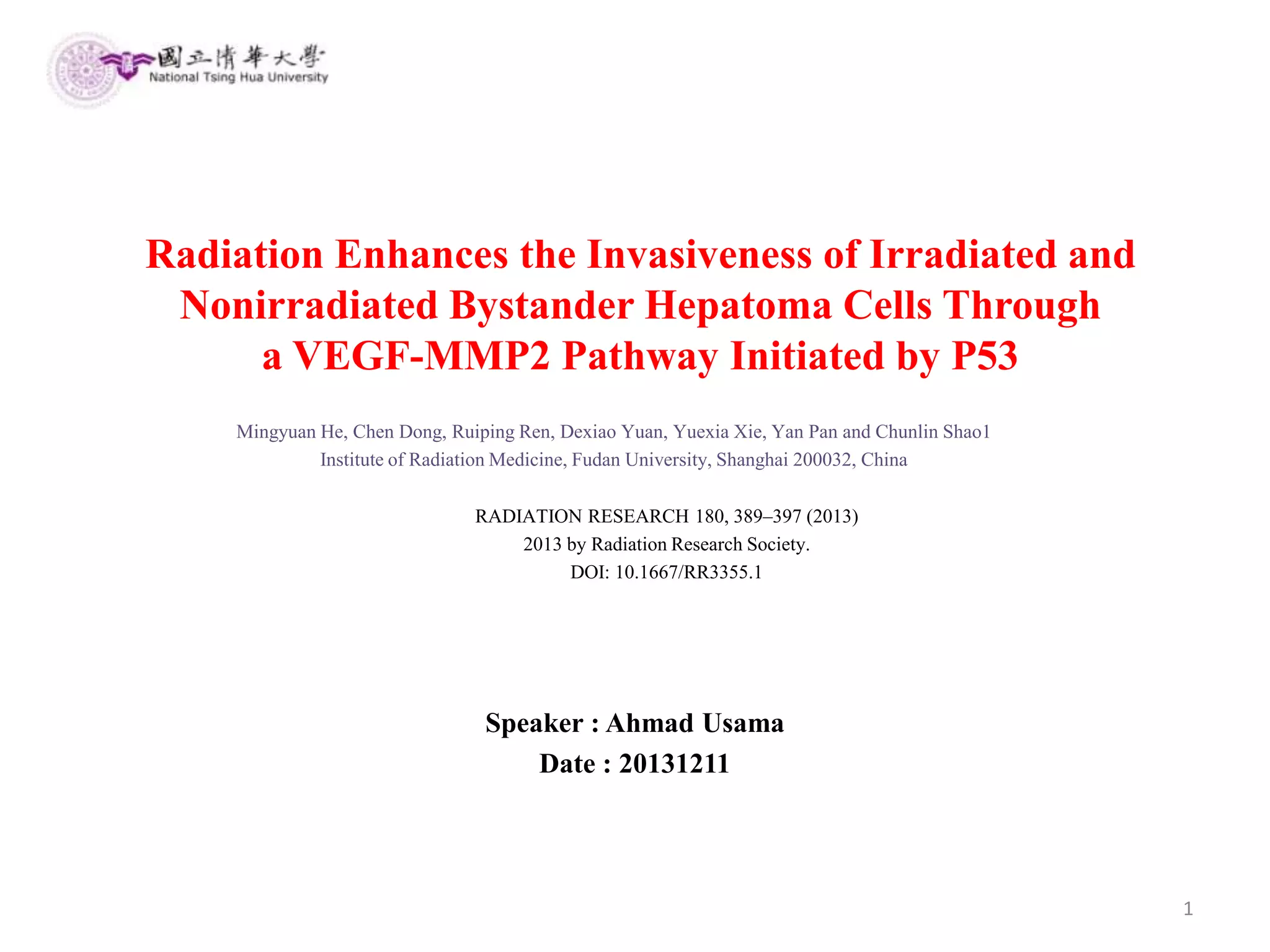 Radiation Enhances the Invasiveness of Irradiated and Nonirradiated ...