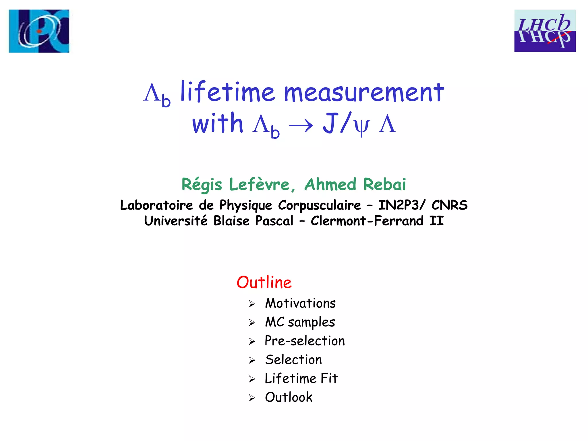 Lambda_b particle lifetime measurement | PDF | Physics | Science