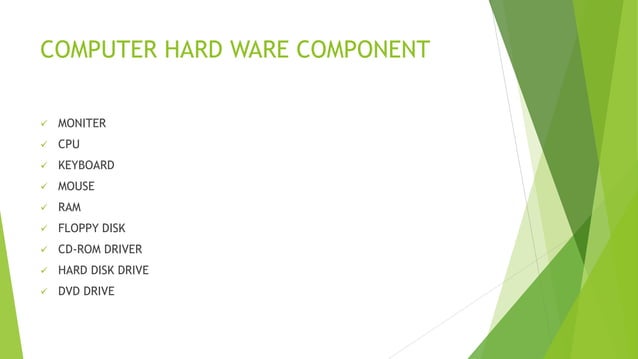 My presentation on 'computer hardware component' {hardware} | PPT