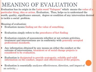 PRESENTATION ON MONITORING & EVALUATIONS | PPT
