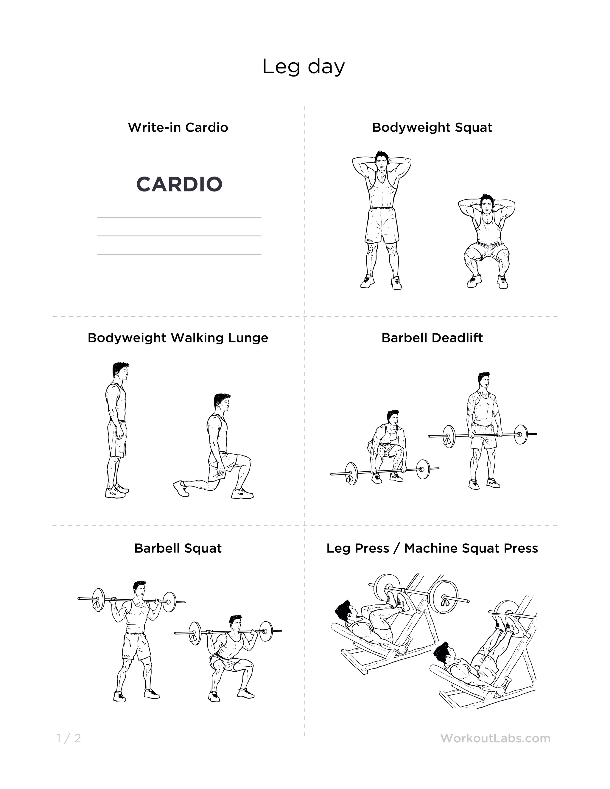 My printable workout: leg day | PDF