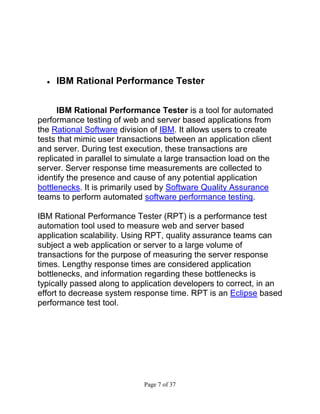My Project on Rational Performance Testing | PDF