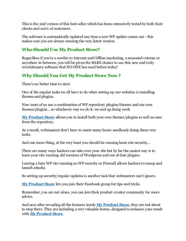 My Product Store review in detail and (FREE) $21400 bonus