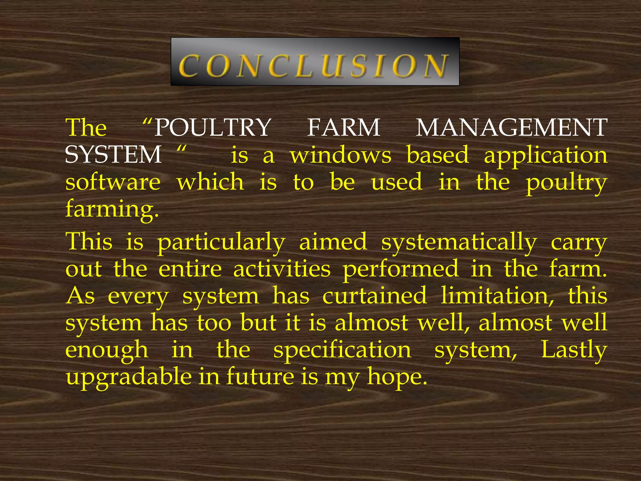 Poultry Farm Management System | PPTX