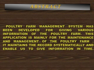 Poultry Farm Management System | PPTX