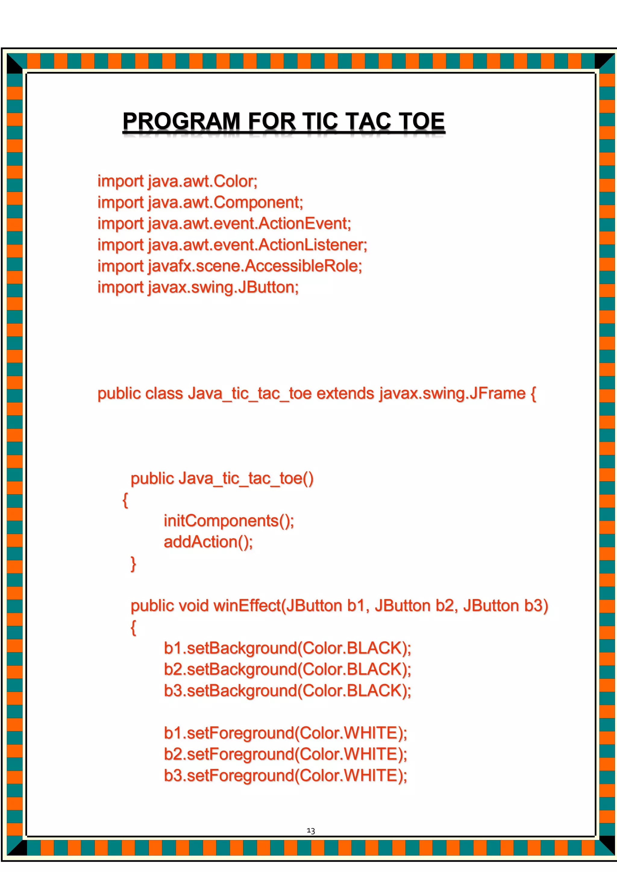 Tic Tac Toe Project | PDF