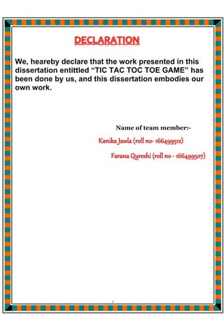 Tic Tac Toe Project | PDF