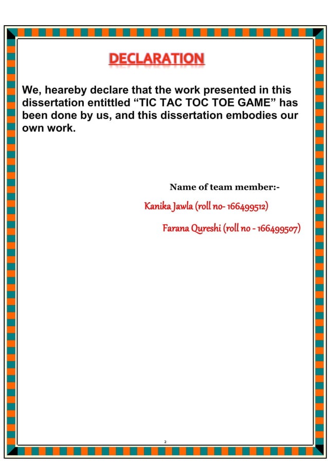 Tic Tac Toe Project | PDF