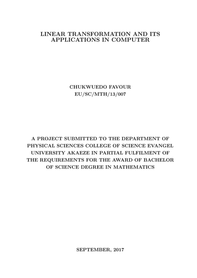 Application of linear transformation in computer | PDF | Physics | Science