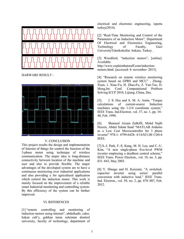 Speed Control Of Three Phase Induction Motor Using Iot