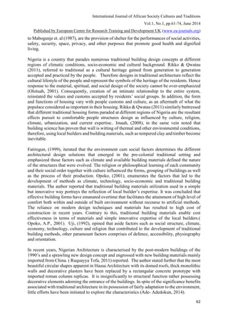 DEVELOPMENT OF TRADITIONAL ARCHITECTURE IN NIGERIA: A CASE STUDY OF HAUSA HOUSE FORM | PDF