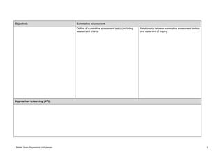 Unit planner for MYP Lesson Plannigngng. | DOCX