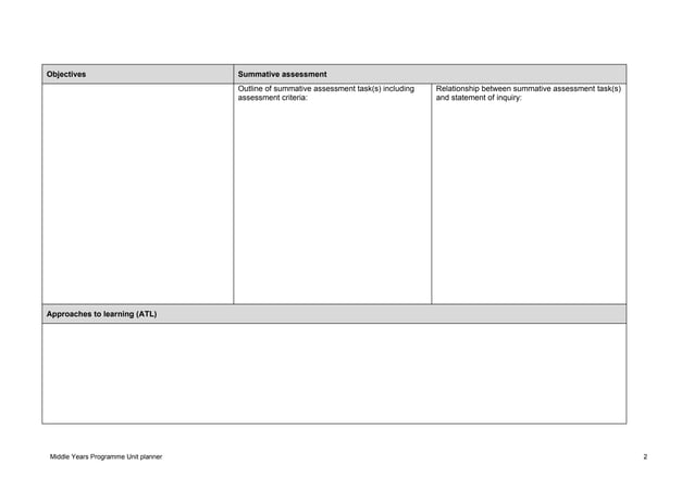 Unit planner for MYP Lesson Plannigngng. | DOCX